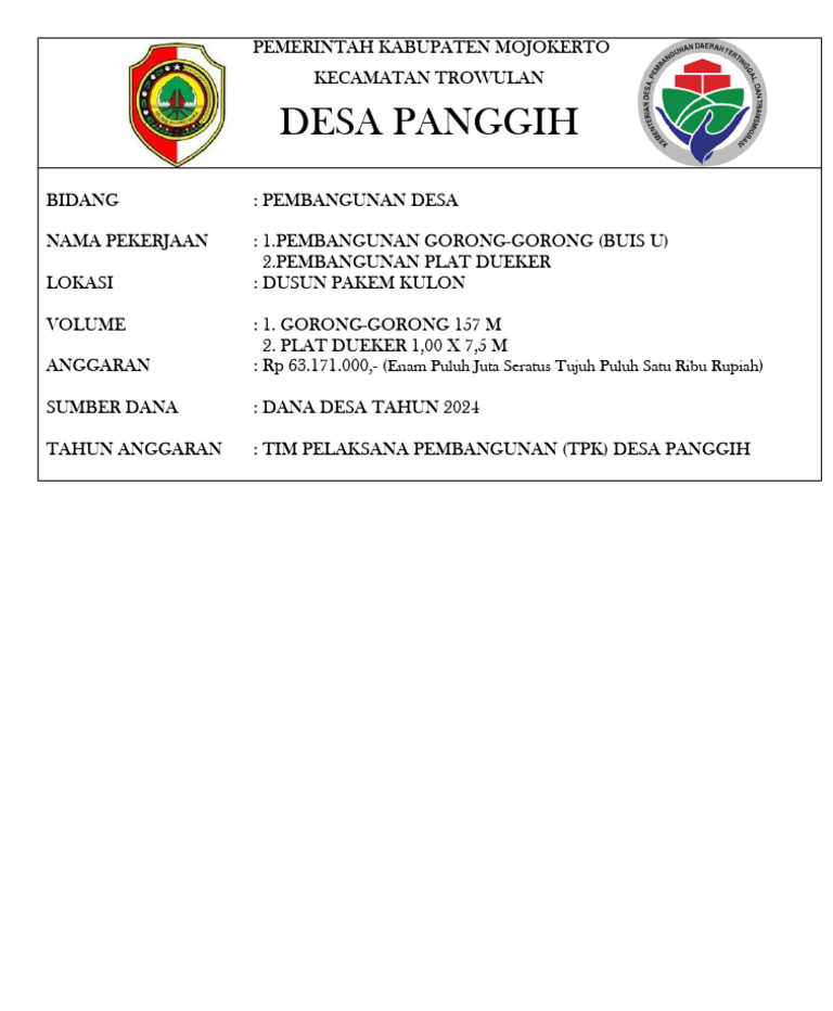 Pembangunan Gorong-Gorong dan Plat Dueker | PDF