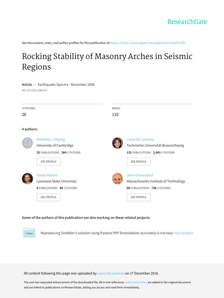 5 Rocking Stability of Masonry Arches in S | PDF | Earthquakes | Resonance