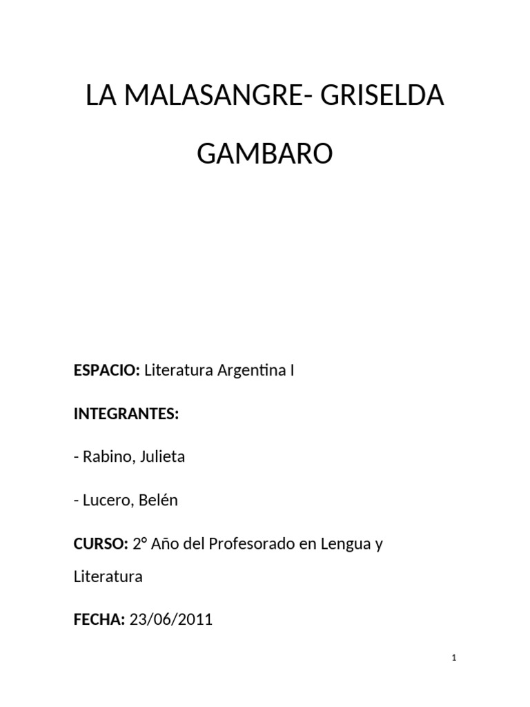 Original Presentacion Escrita de La Malasangre 2 | PDF