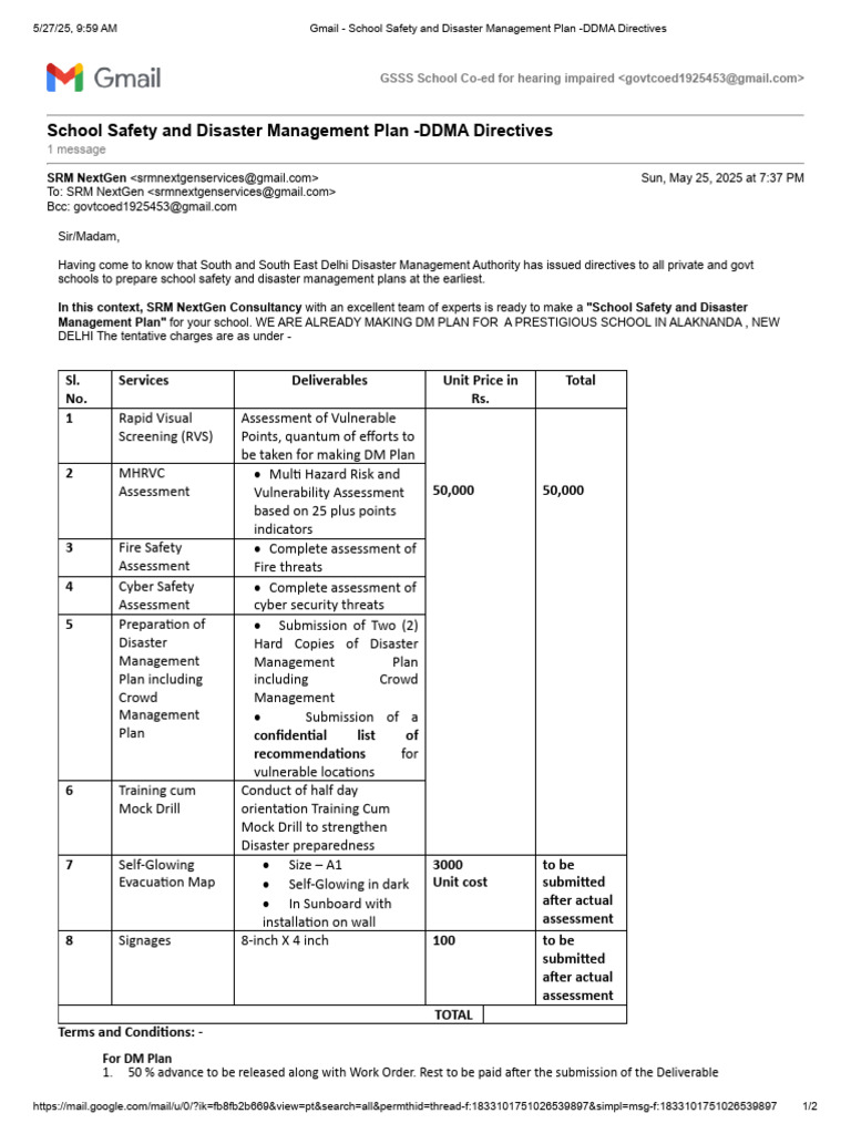 Gmail - School Safety and Disaster Management Plan - DDMA Directives ...