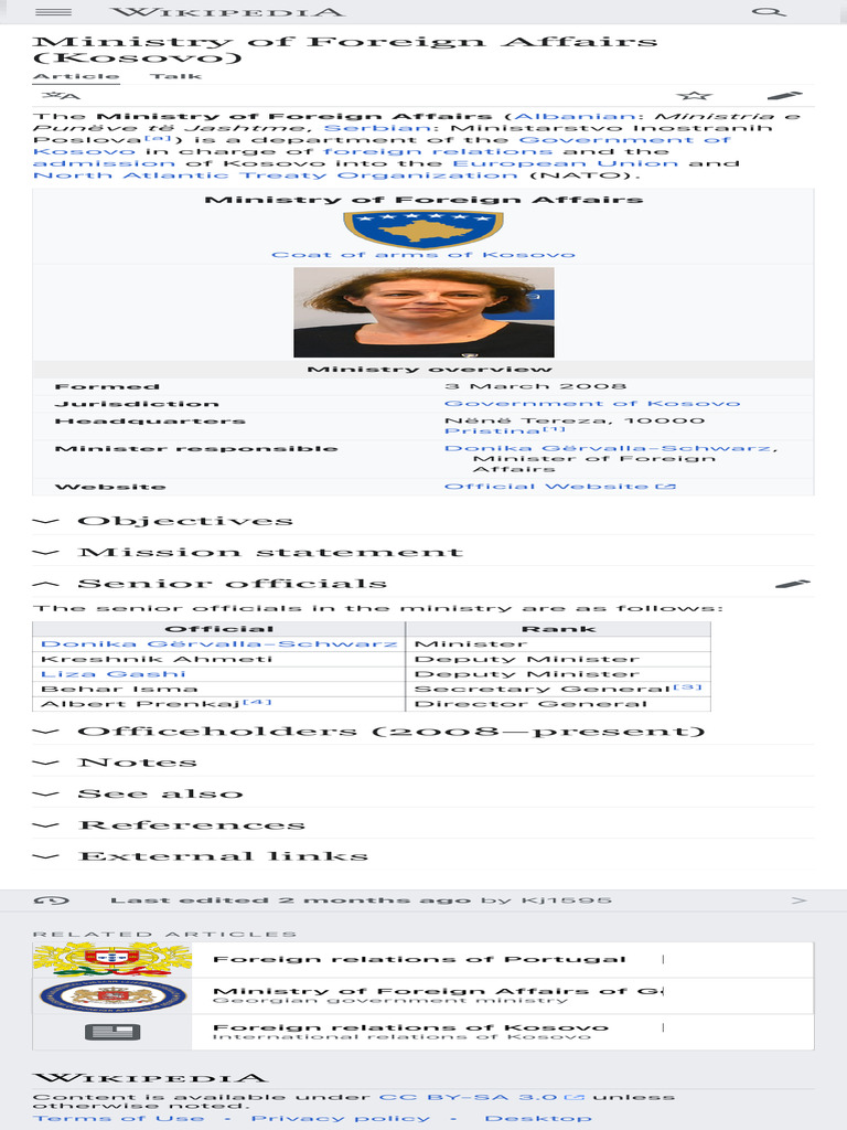Ministry of Foreign Affairs (Kosovo) - Wikipedia | PDF