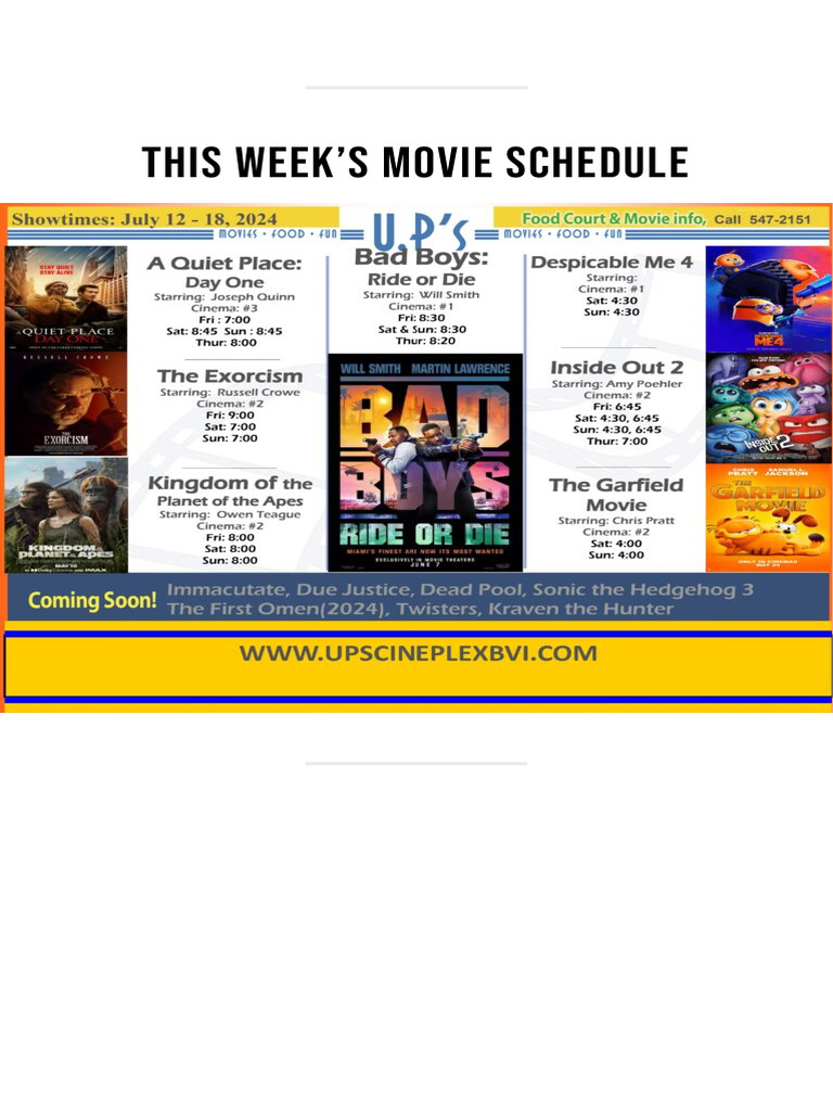 Movie Schedule - UP's Cineplex | PDF