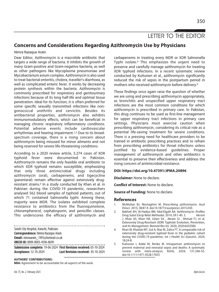 Azithromycin Use: Concerns and Guidelines | PDF | Infection | Bacteria