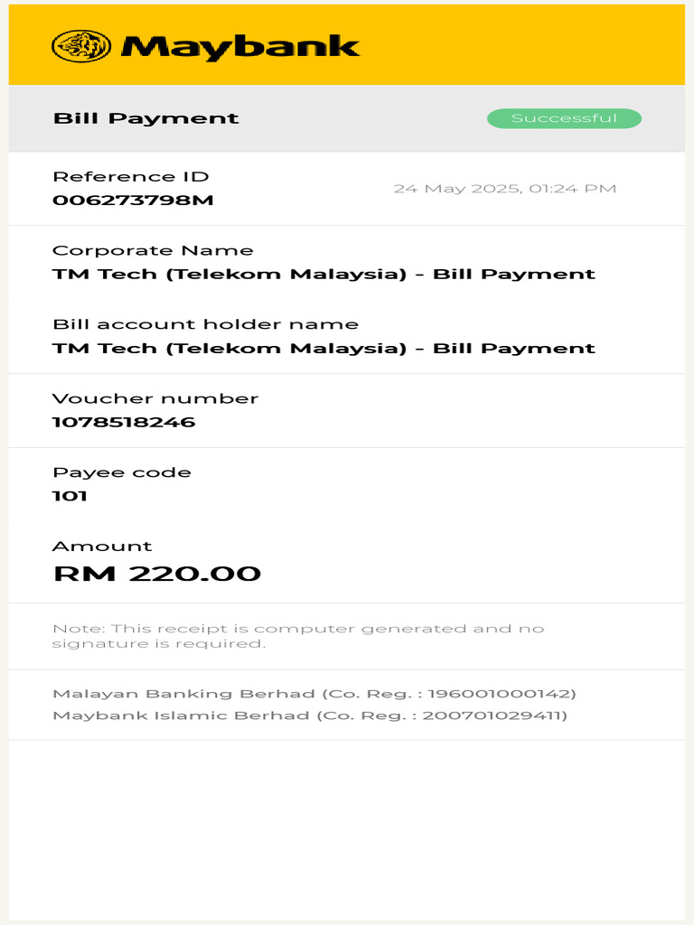 TM Tech Bill Payment Receipt | PDF