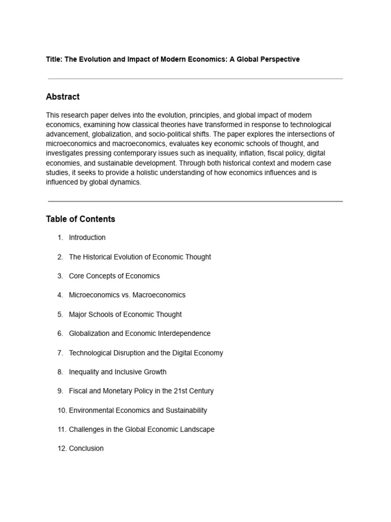 Title - The Evolution and Impact of Modern Economics - A Global ...