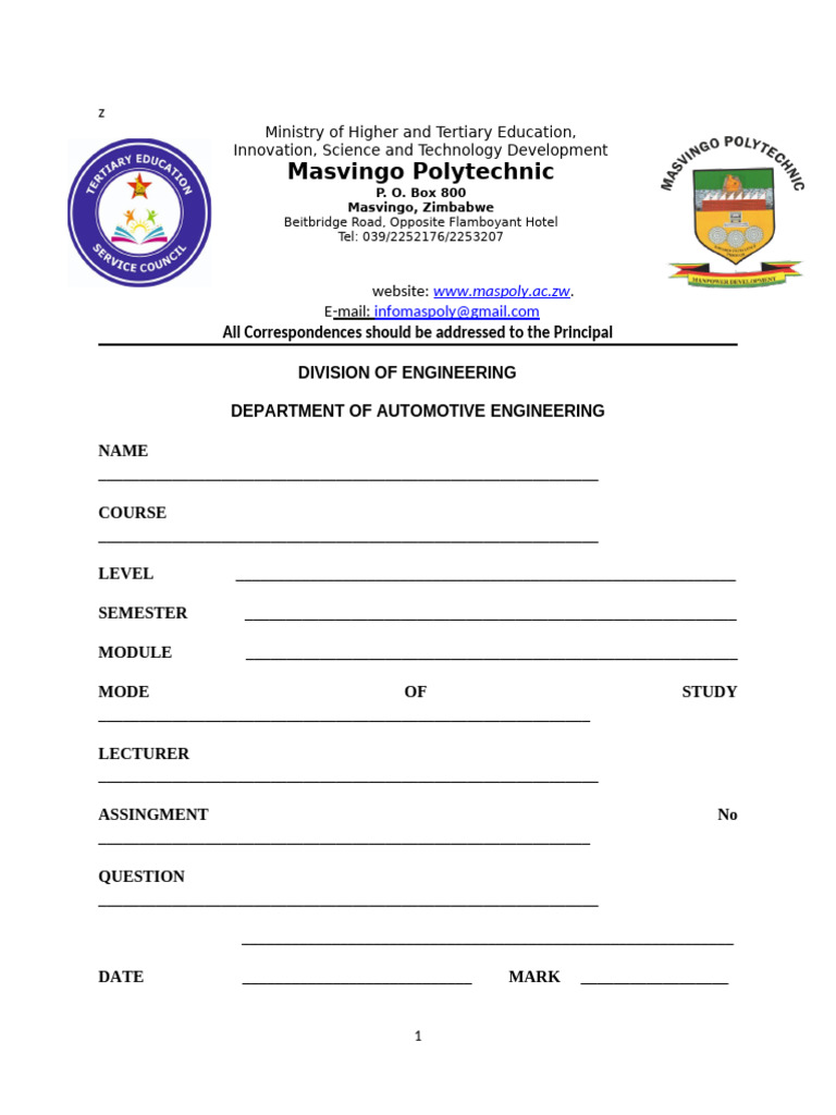 ASSIGNMENT COVER | PDF