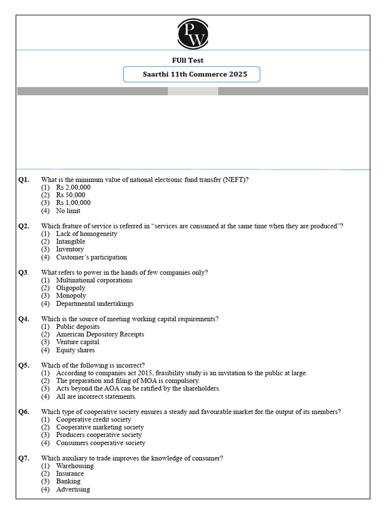 Business Studies Test Instructions | PDF | Cooperative | Investing