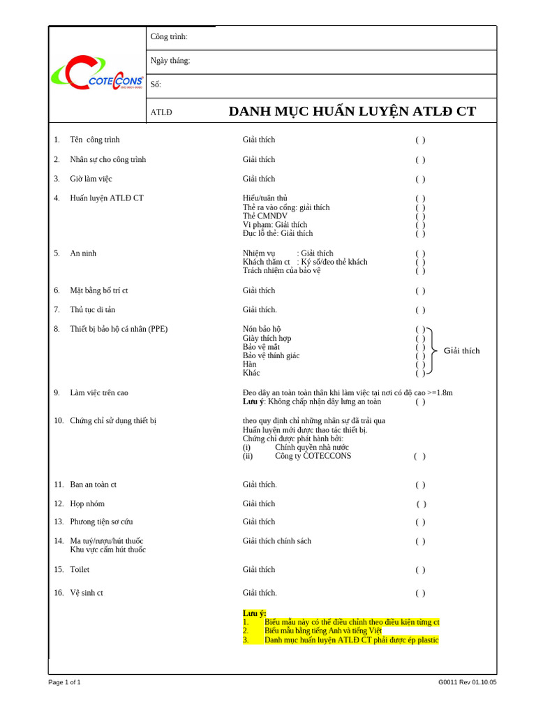 G0011 - Danh Muc Huan Luyen Atld CT | PDF