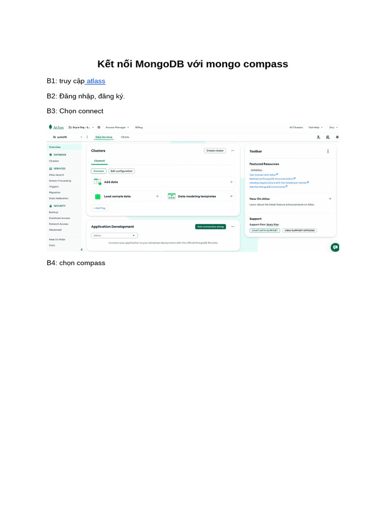 Kết nối MongoDB với mongo compass | PDF