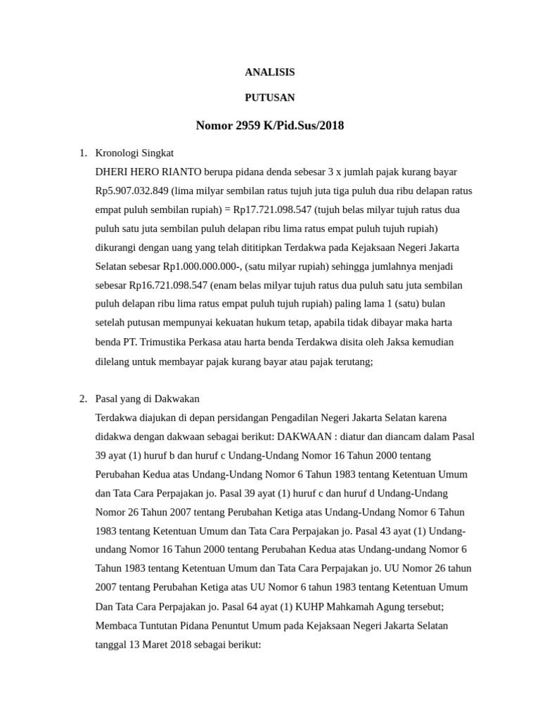 Putusan Kasasi Dheri Hero Rianto | PDF