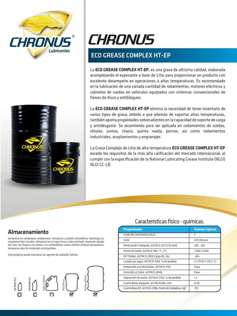 Ficha Técnica de ECO GREASE COMPLEX HT-EP | PDF | Rodamiento (Mecánico ...
