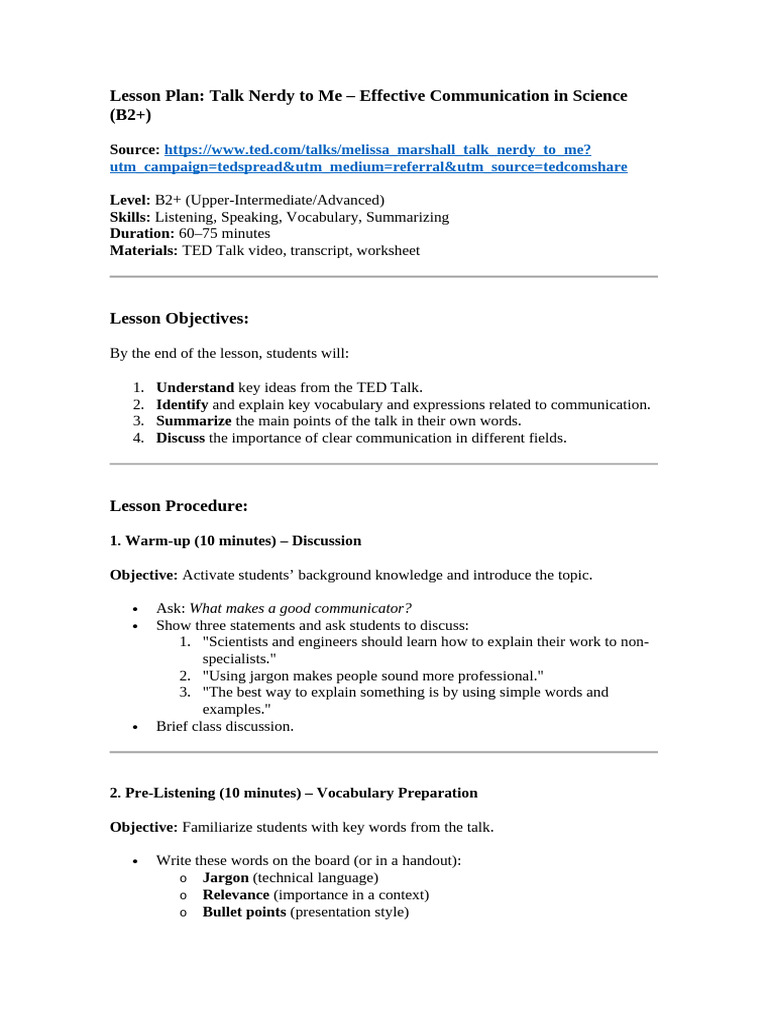 Effective Science Communication Lesson Plan | PDF | Jargon | Communication