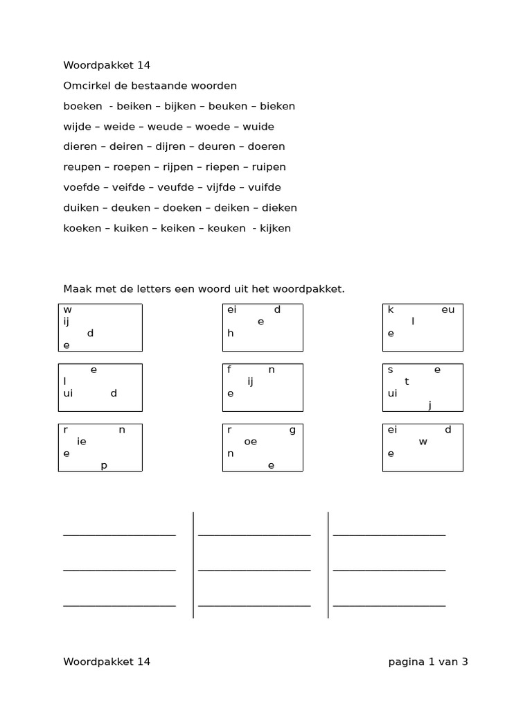 Woordpakket 14 | PDF