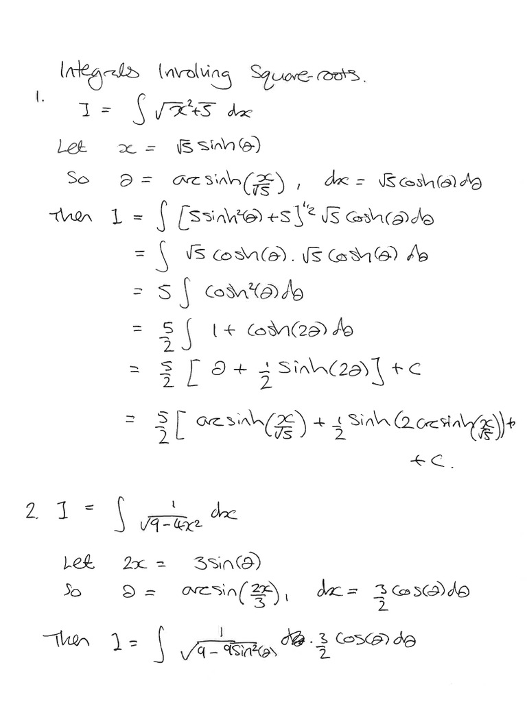 Some Integrals Involving Square-Roots | PDF