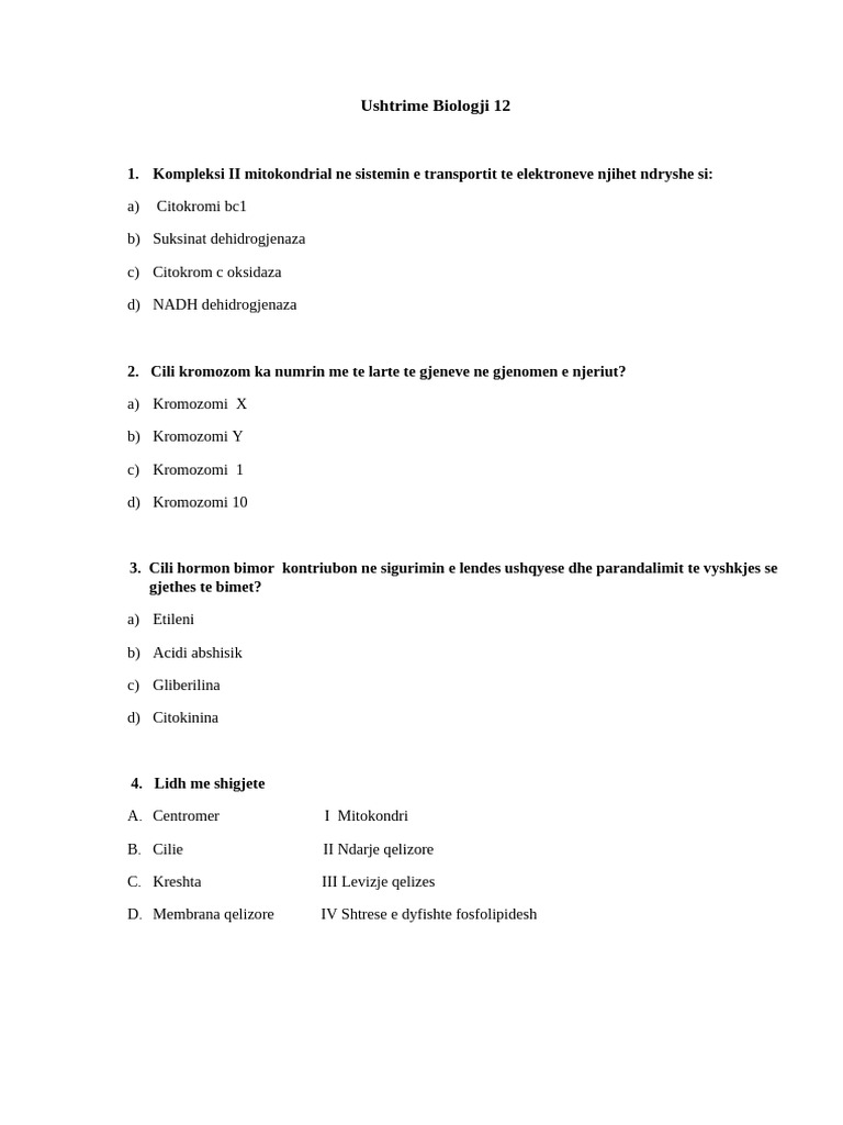 Matura Biologji | PDF