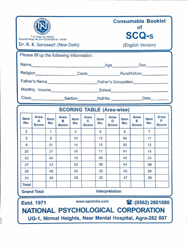 Self Concept Questionnaire | PDF | Self Concept | Validity (Statistics)