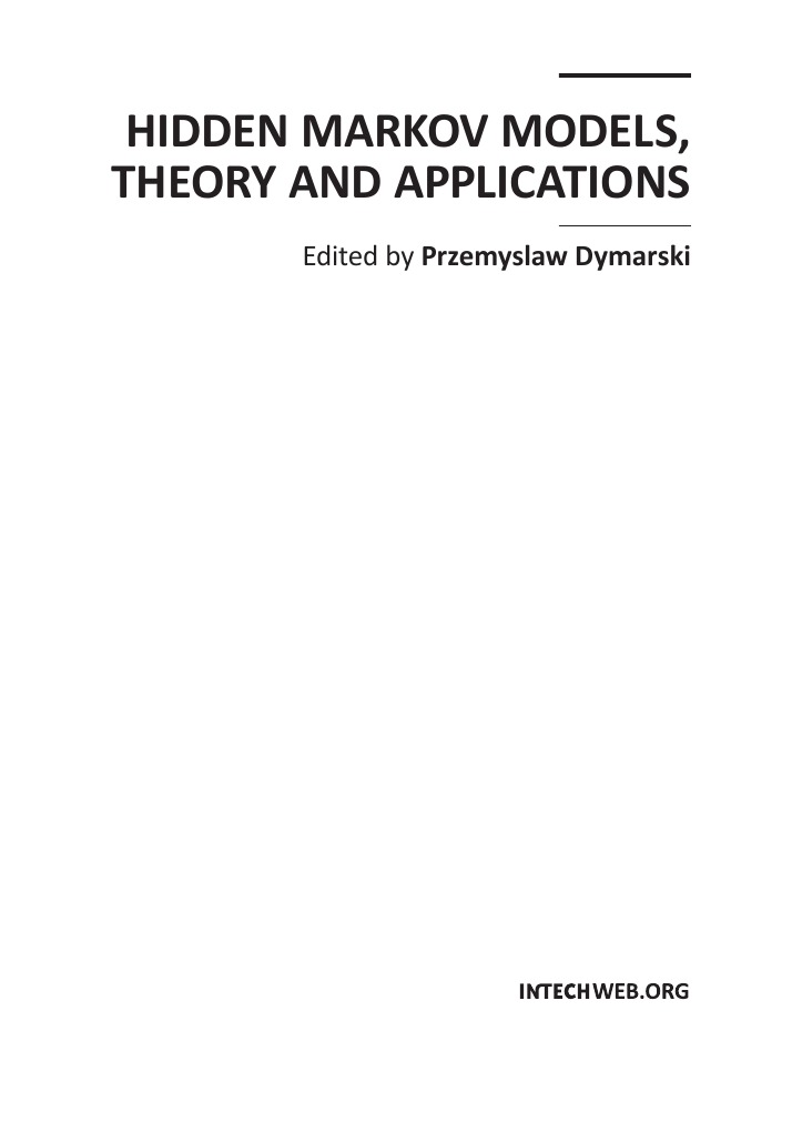 Hidden Markov Models Theory And Applications Pdf Stochastic Process Markov Chain