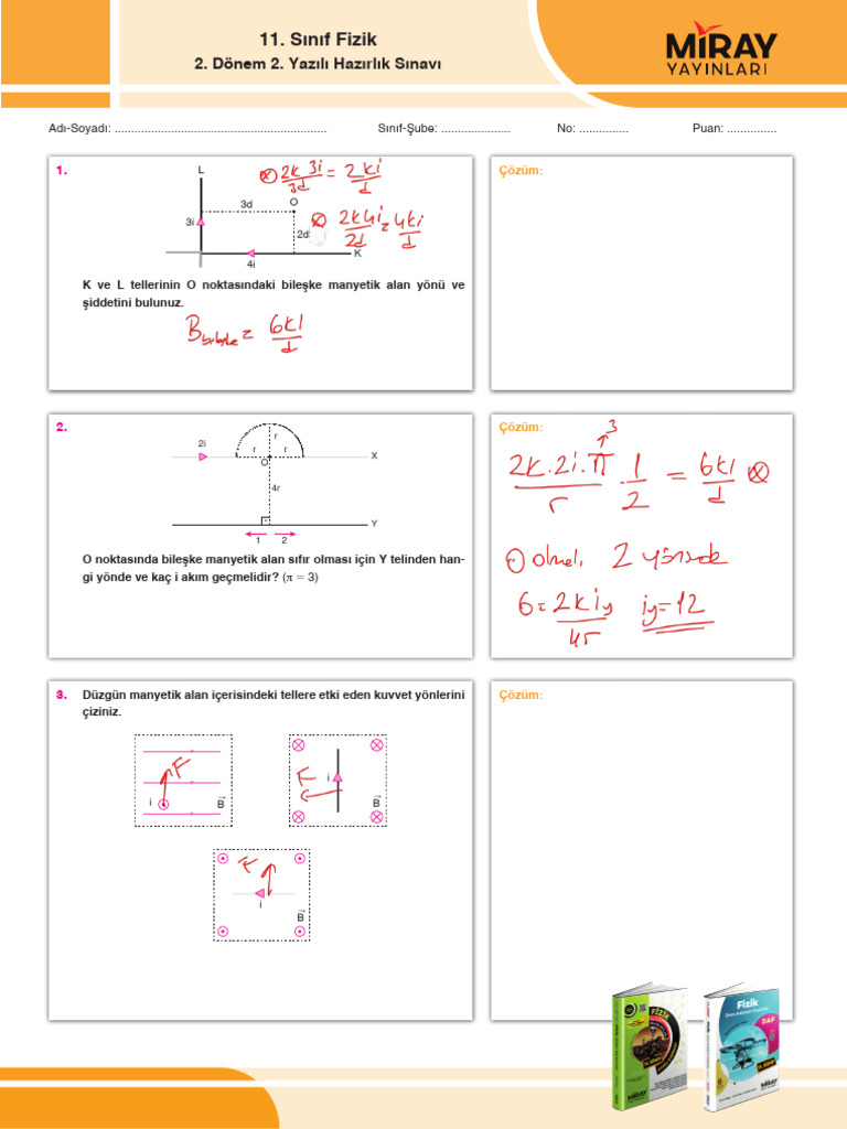 11 Fizik Miray - Yazili 02 - 250508 - 104426 - 250516 - 104701 | PDF