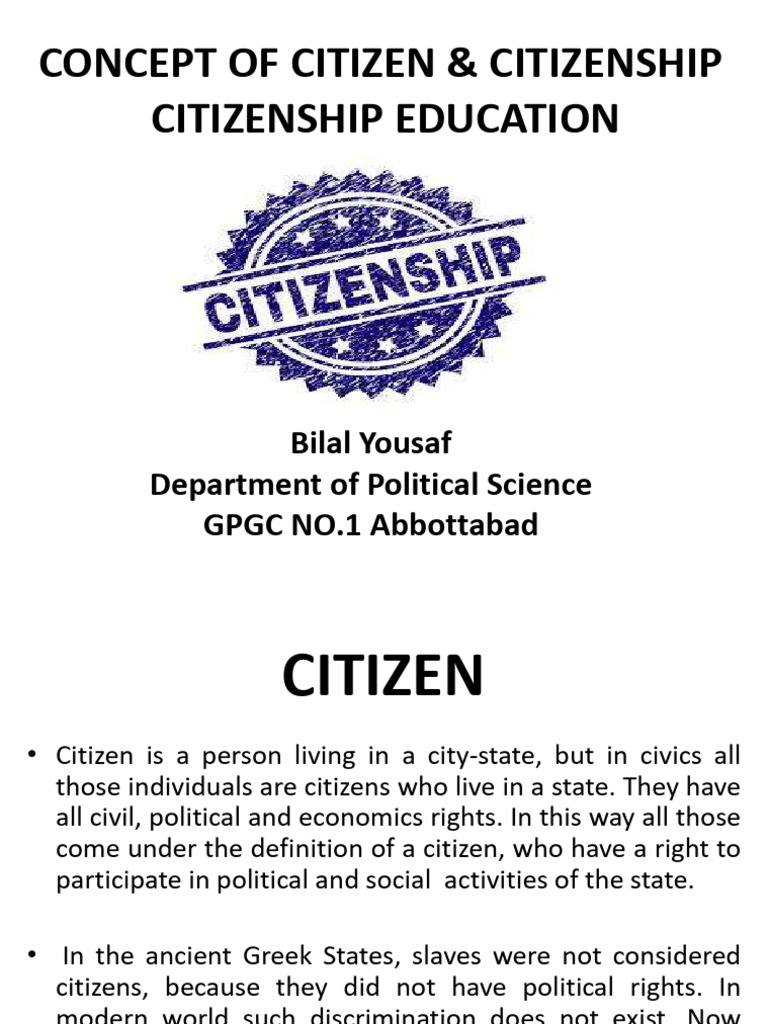 3 Concept of Citizenship | PDF | Citizenship | Naturalization
