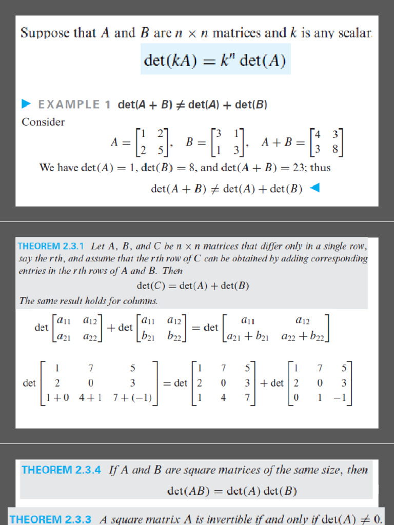 2.3 Properties of Determinants Cramer's Rule | PDF