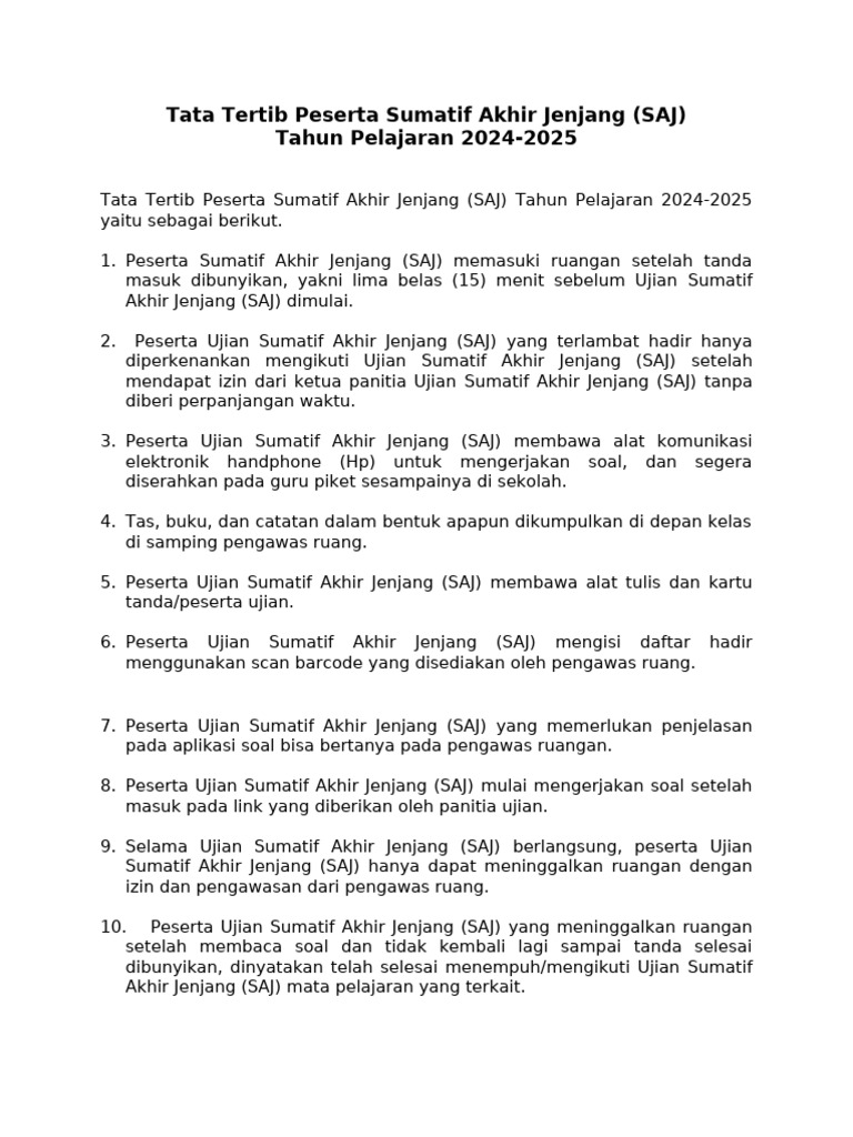 Tatib Saj 2024-2025 | PDF