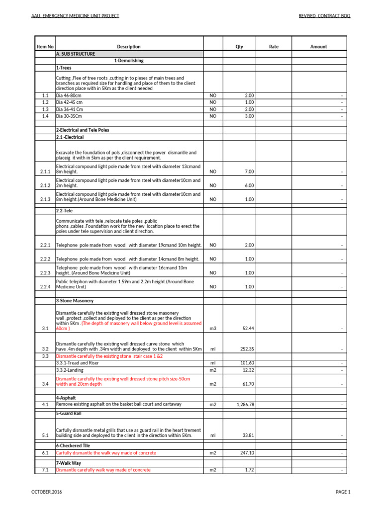 Boq To Contractor | PDF | Concrete | Basement