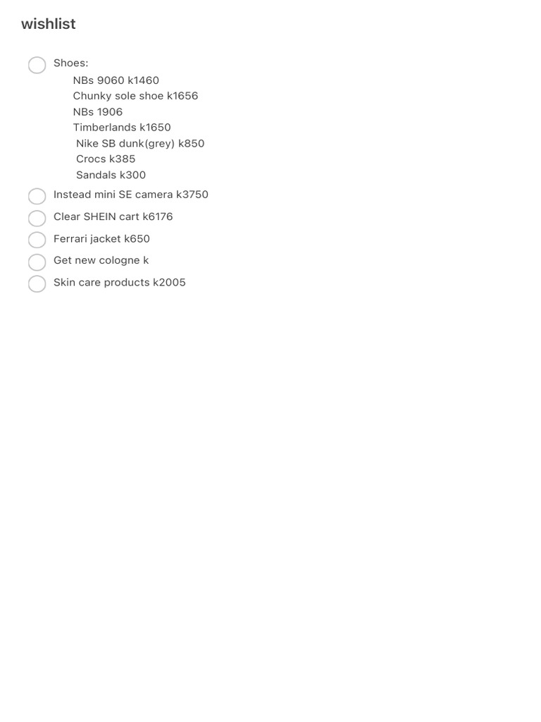 Wish List | PDF