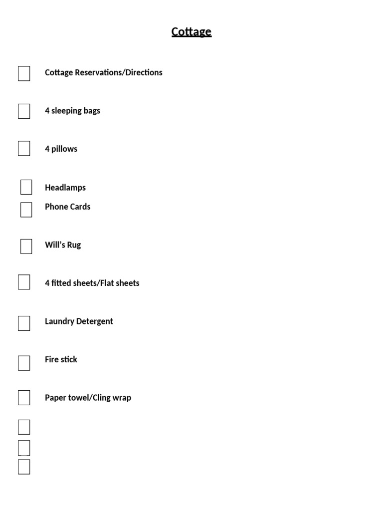 Cottage List | PDF