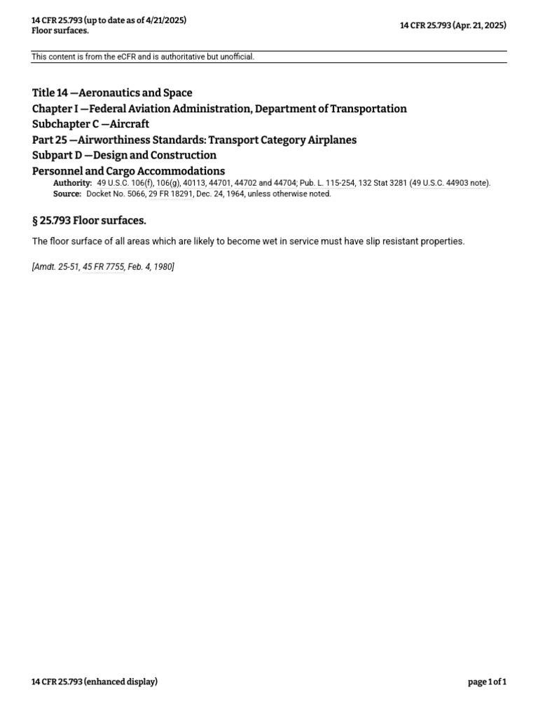 Airworthiness Standards for Floor Surfaces | PDF