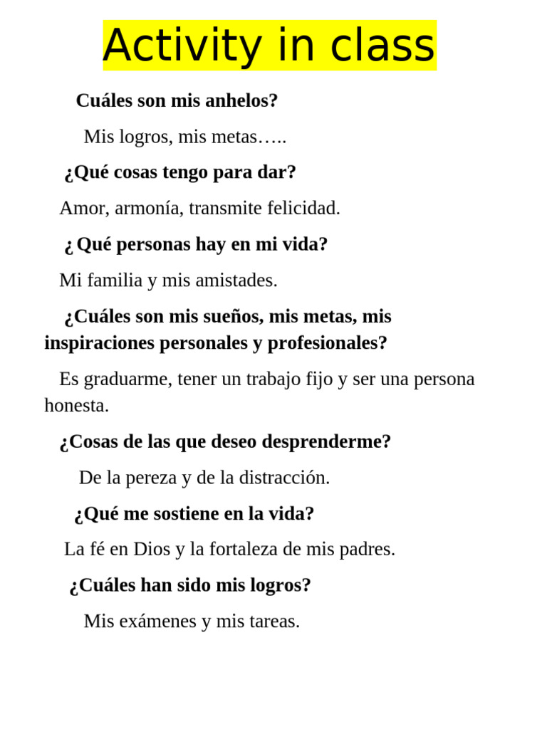 Activity in Class | PDF