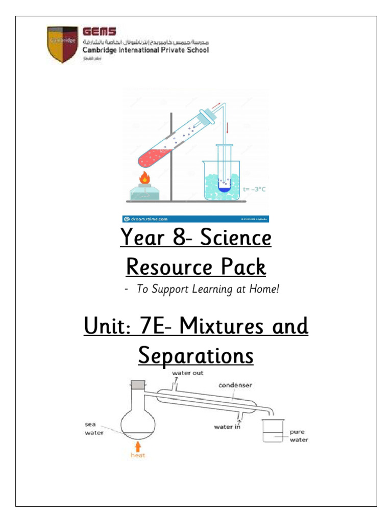 Year 8 Science: Mixtures & Separations Guide | PDF | Solubility ...
