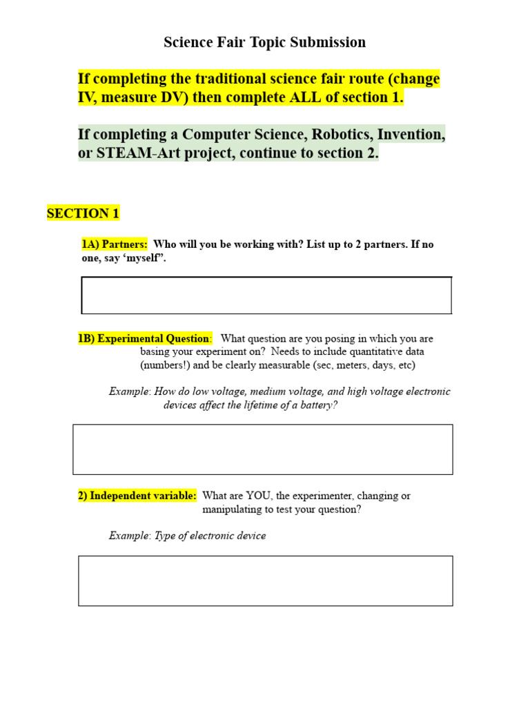 Science Fair Topic SUBMISSION | PDF | Science | Experiment