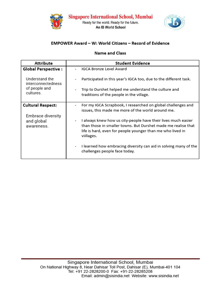 Naisha Gupta - World Citizens EMPOWER | PDF