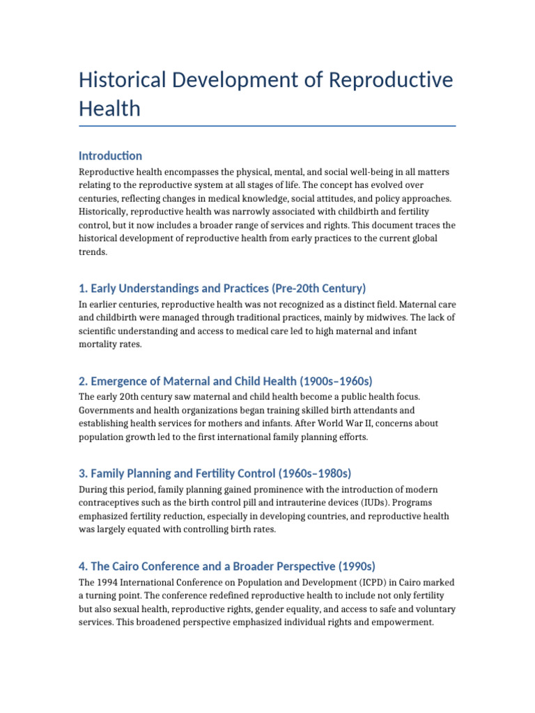 Evolution of Reproductive Health History | PDF | Family Planning ...