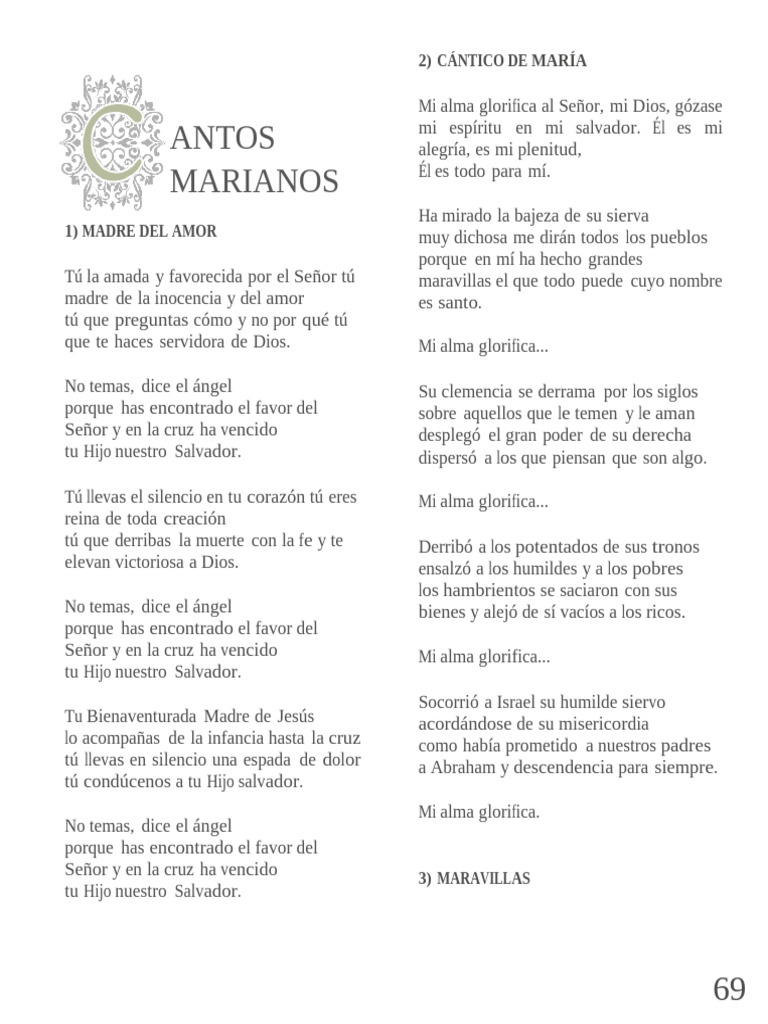 Cantos a la Virgen María | PDF | María, madre de Jesús | Oración
