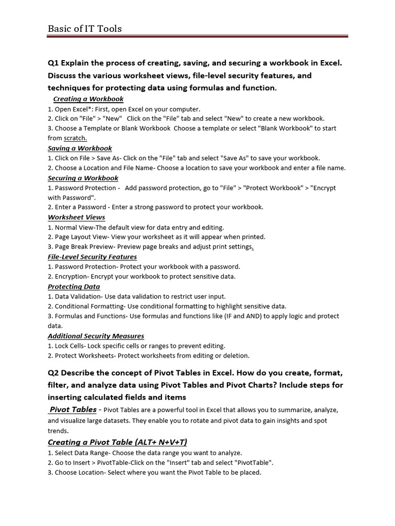 Basic of It Tools Practical | PDF | Microsoft Excel | Computing