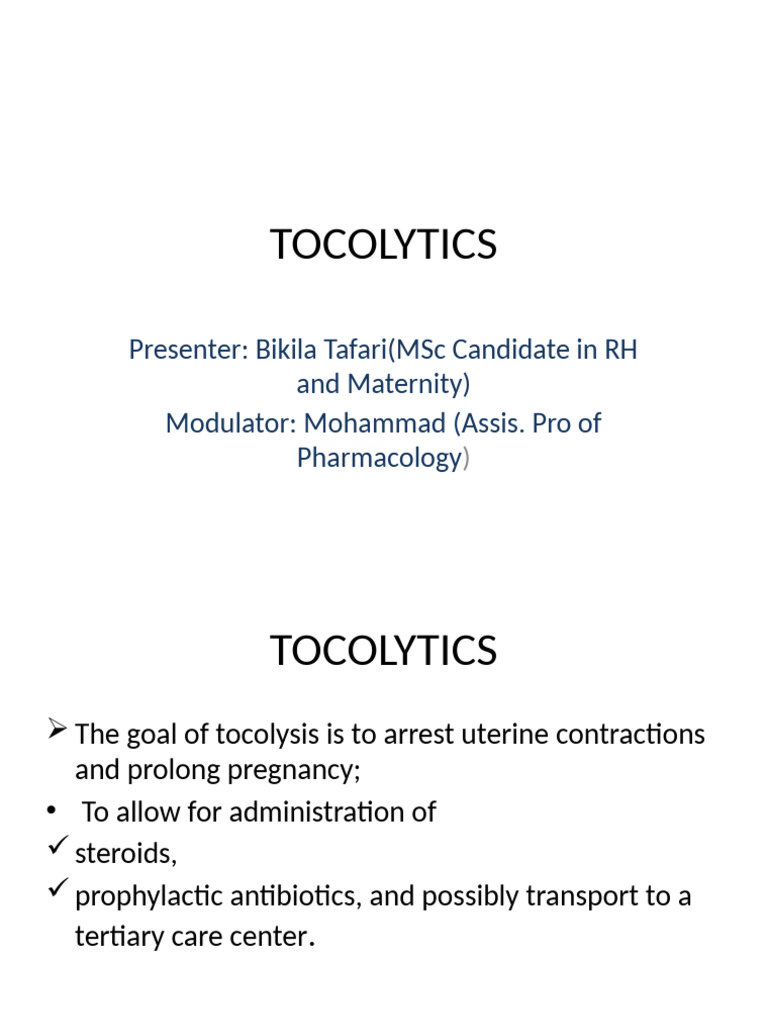 Tocolytics by Bikila | PDF | Heart | Muscle Contraction