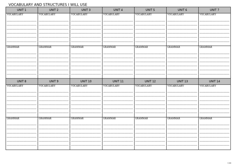 Unit Plan Vocab and Grammar | PDF