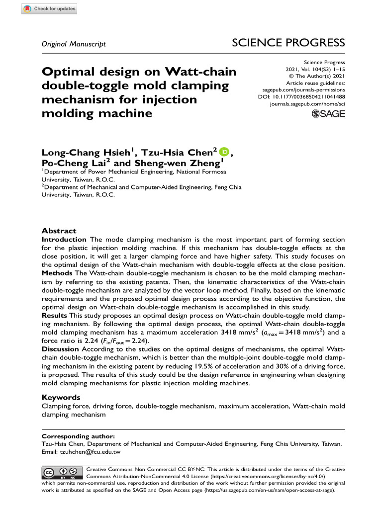 Optimal Design On Watt-Chain Double-Toggle Mold CL | PDF | Kinematics ...