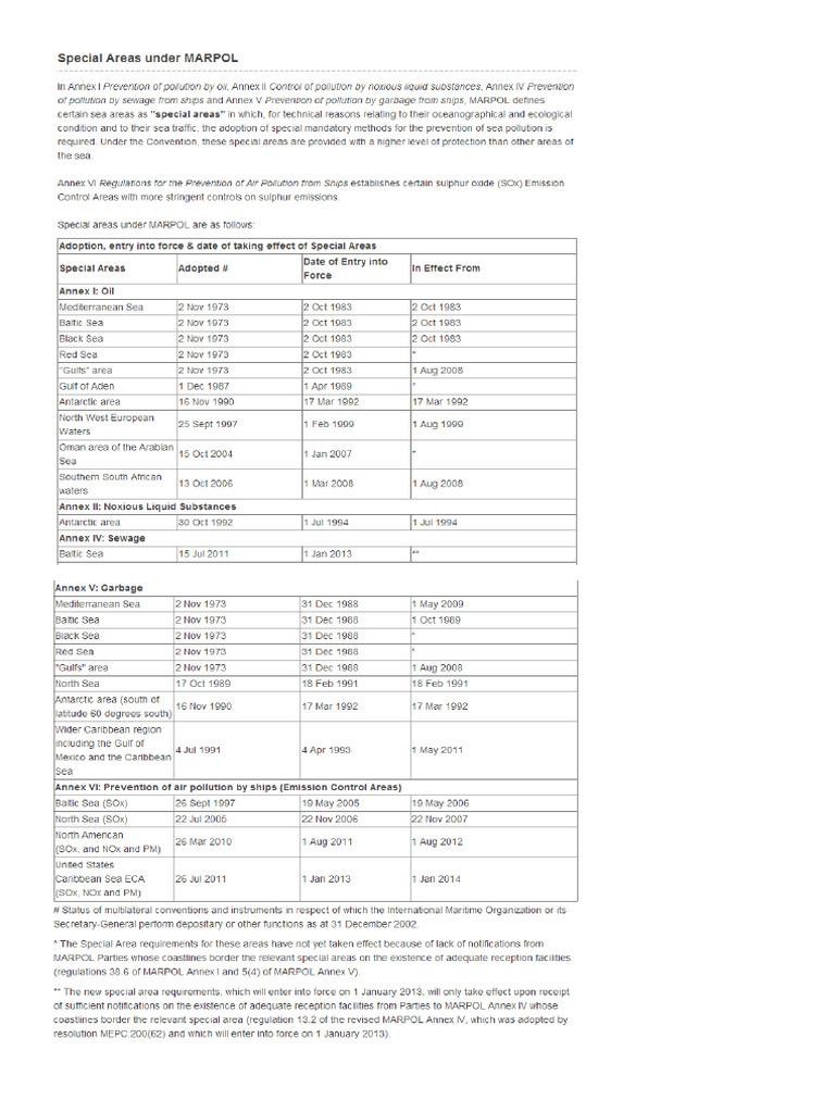 MARPOL SPECIAL AREAS | PDF