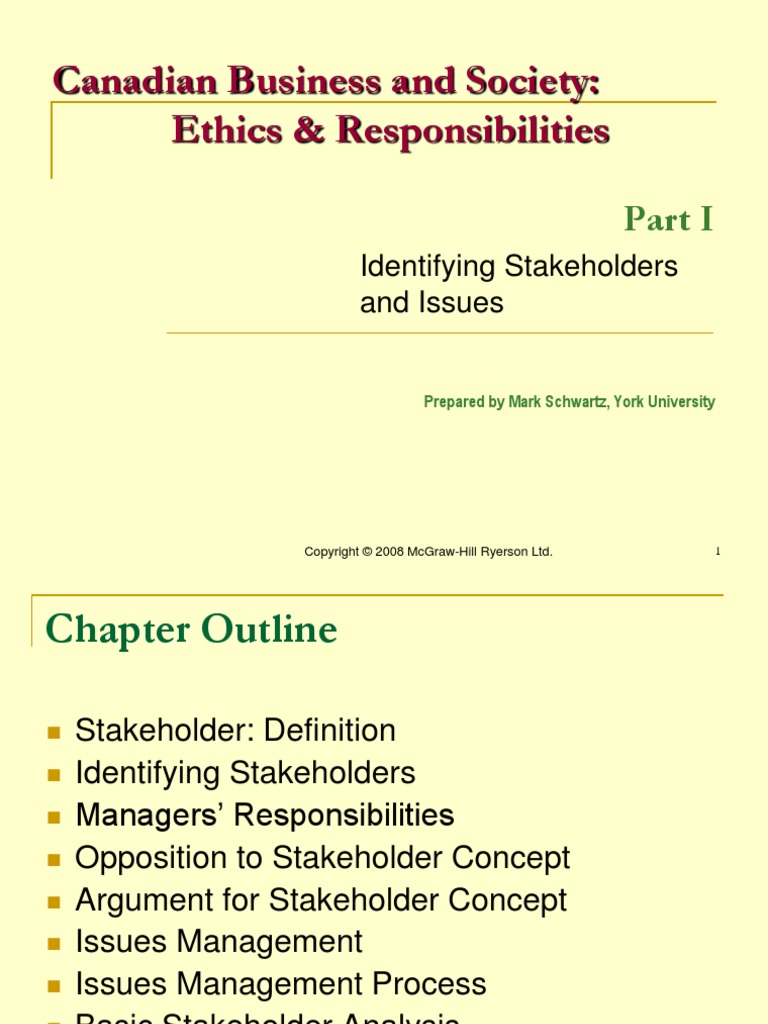 Canadian Business and Society: Ethics & Responsibilities: Identifying ...
