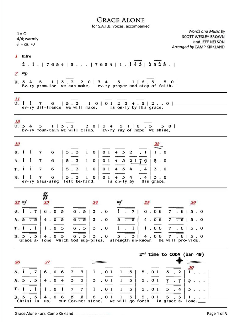 PDF Grace Alone Scott Wesley Brown and Jeff Nelson Arr Camp Kirkland Not Angka Satb Compress ...