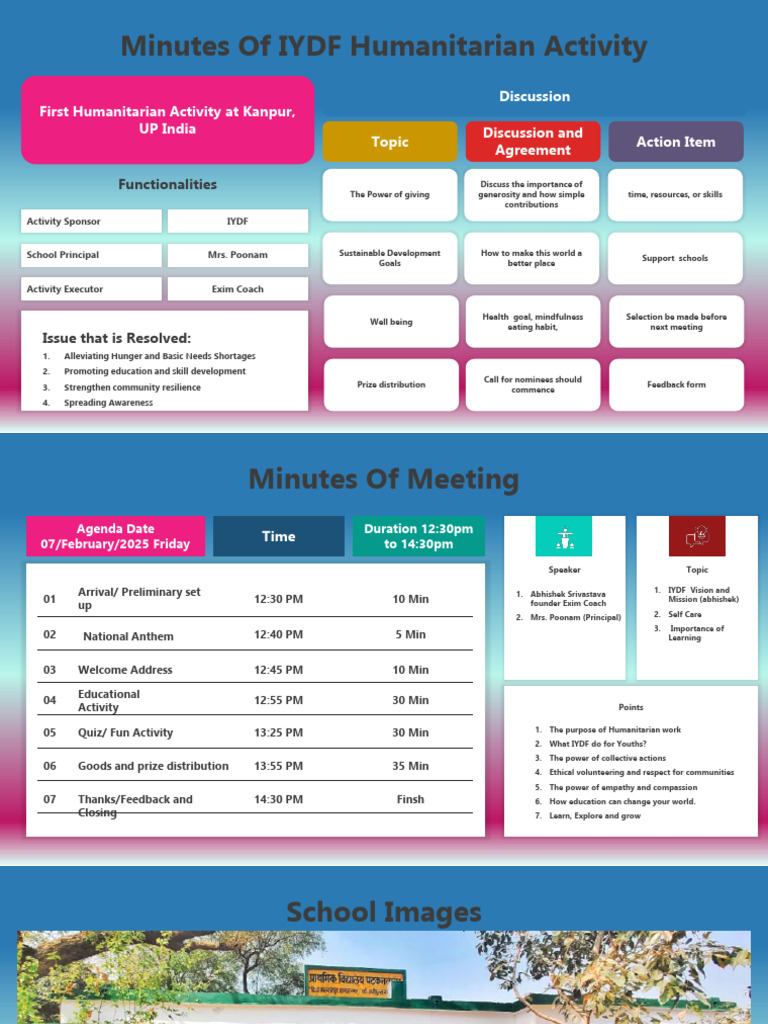 IYDF Humanitarian Activity Minutes | PDF