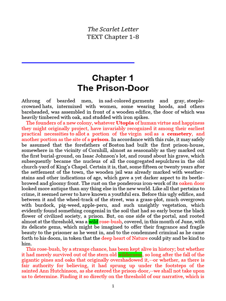 3.c TEXT the Scarlet Letter - Ch. 1-8 - LCM I 2024-25 | PDF | The ...