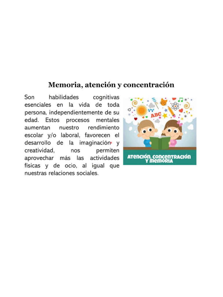 Atencion Concentracion y Memoria | PDF