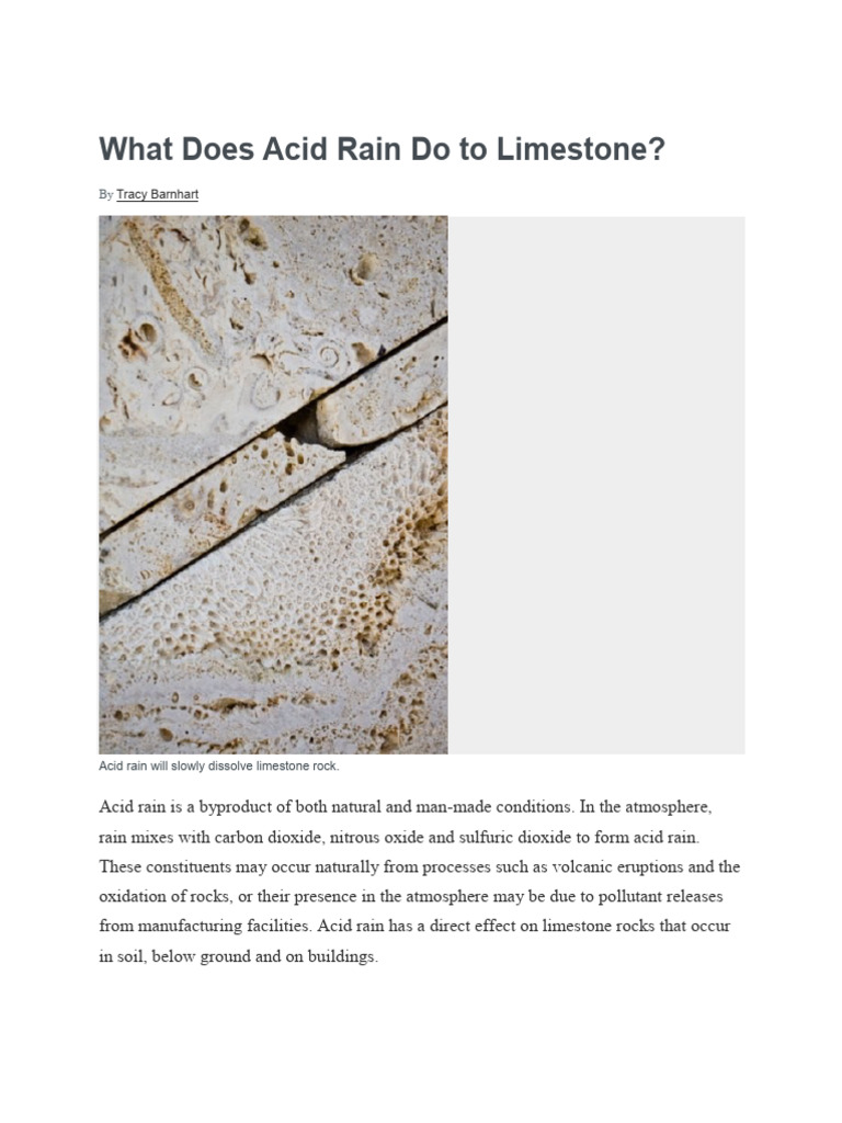 What Does Acid Rain Do To Limestone | PDF | Limestone | Soil
