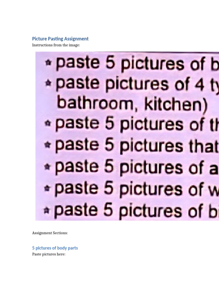 Picture Pasting Assignment Guide | PDF