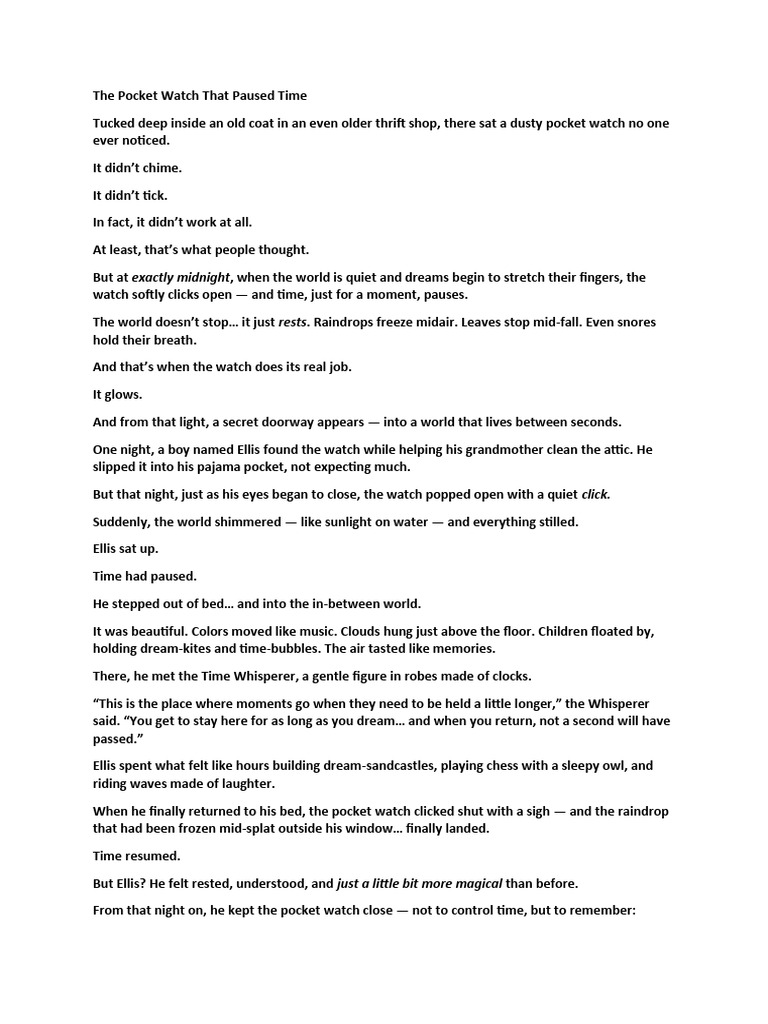 The Pocket Watch That Paused Time | PDF