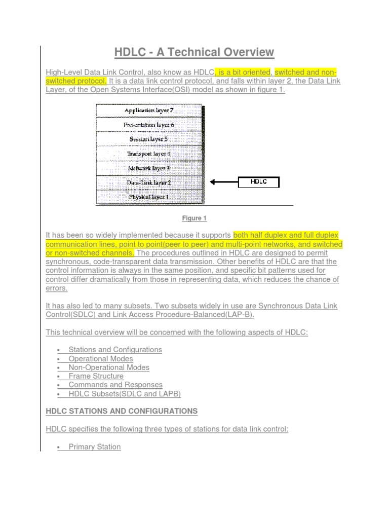 Hdlc Full Information Pdf Osi Model Computer Standards