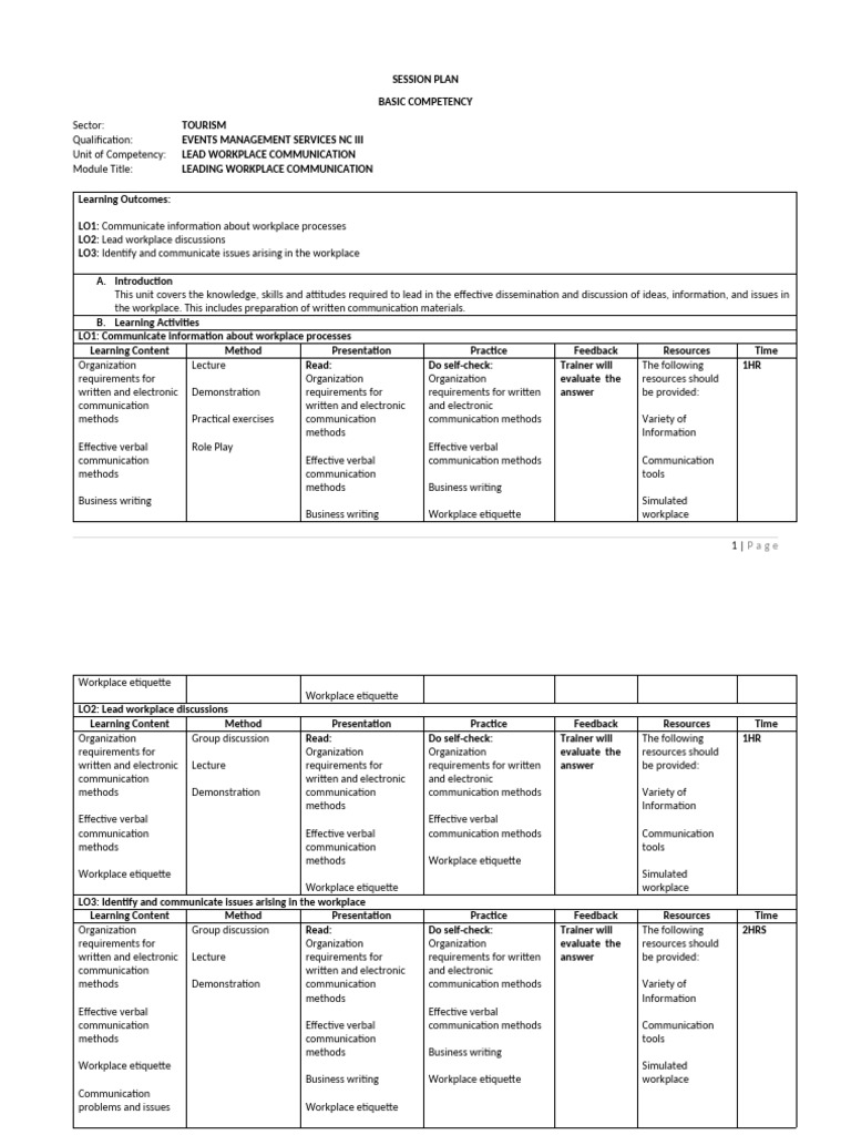 Evm Session Plan 21ST | PDF | Learning | Information